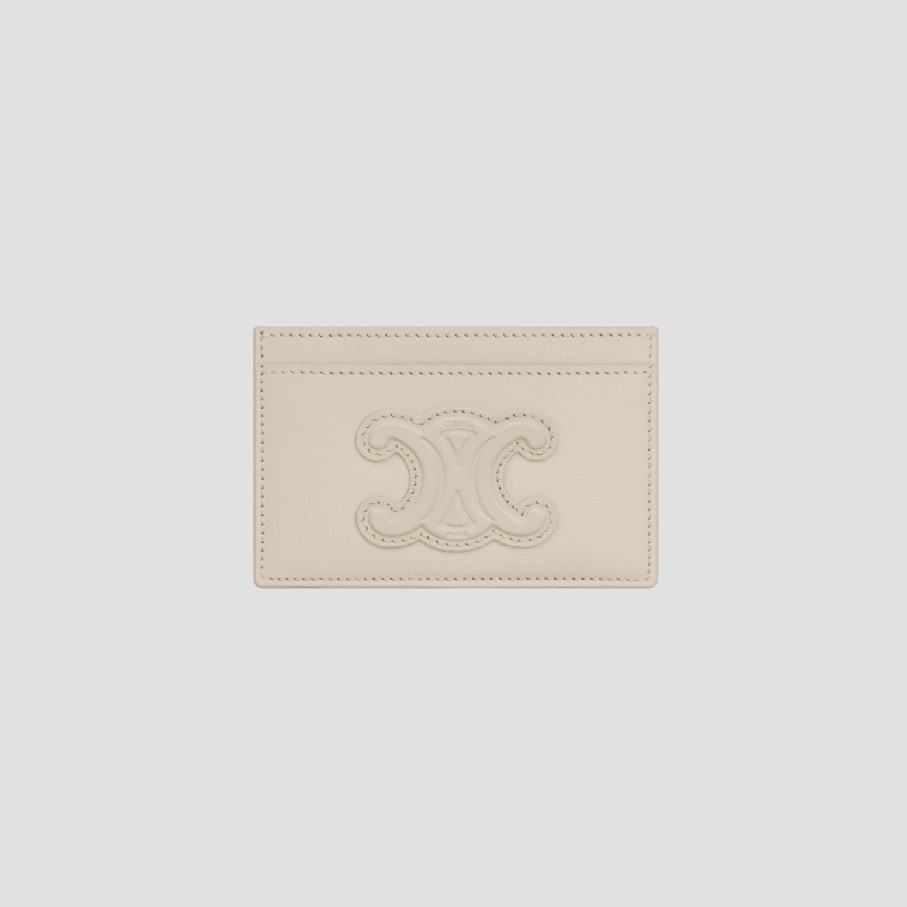 Celine Card Holder in Shiny Light Stone Calfskin Cuir Triomphe – Blank Room