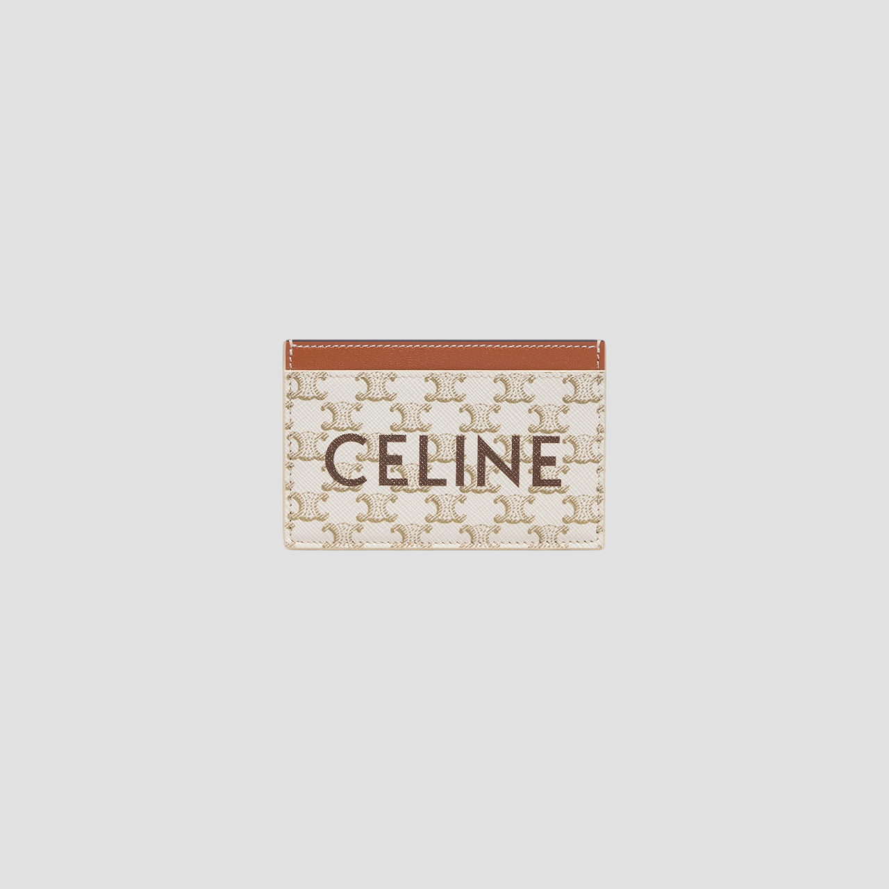 CELINE CARD HOLDER IN TRIOMPHE CANVAS WITH CELINE PRINT WHITE/TAN ...