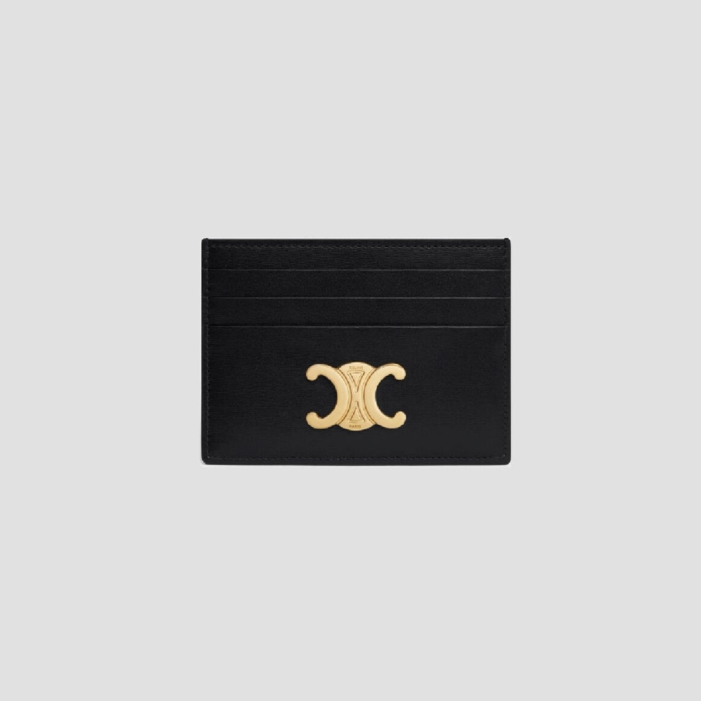 Celine Card Holder Triomphe In Shiny Calfskin Black Gold – Blank Room