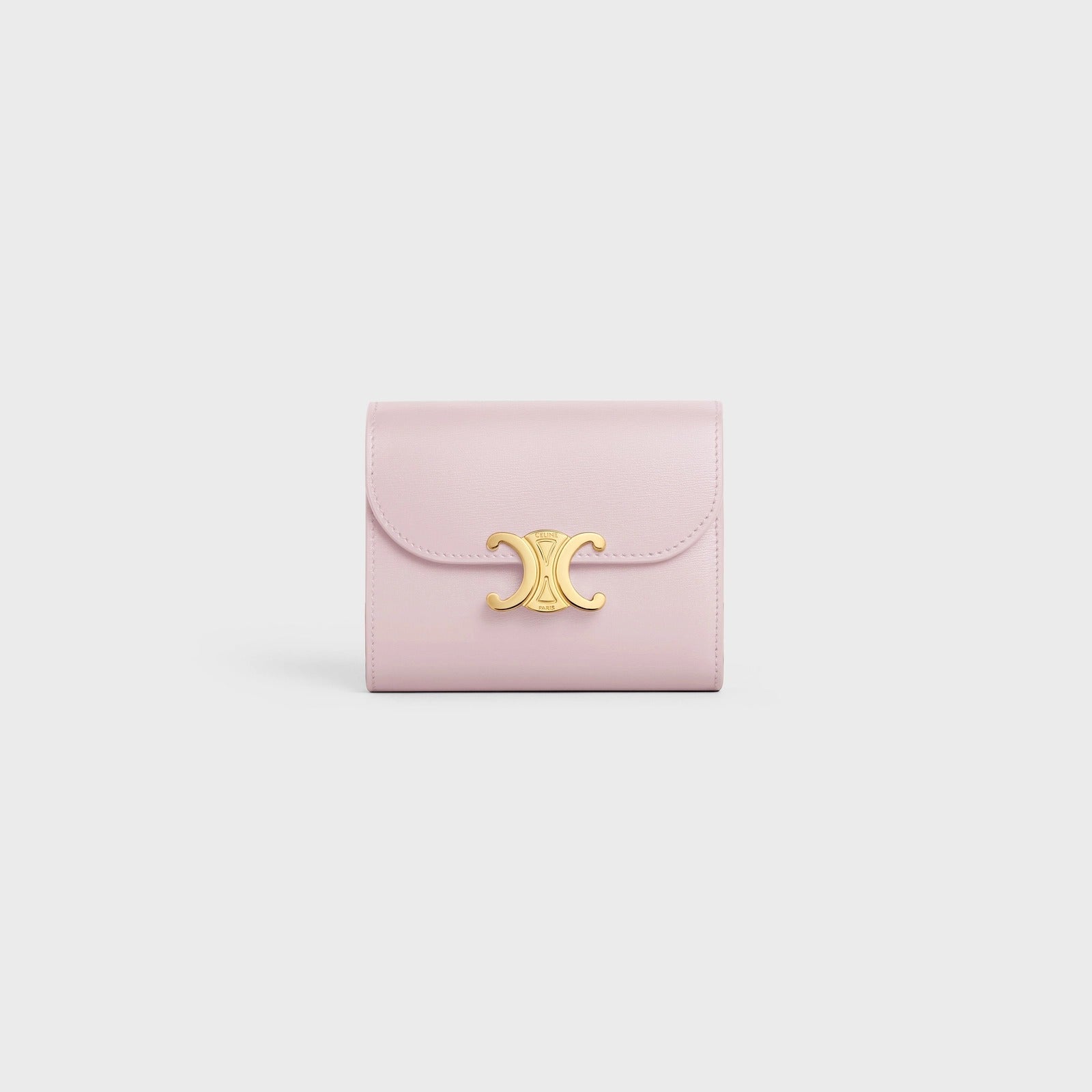 CELINE PASTEL PINK SMALL FLAP WALLET TRIOMPHE IN SHINY CALFSKIN – Blank ...