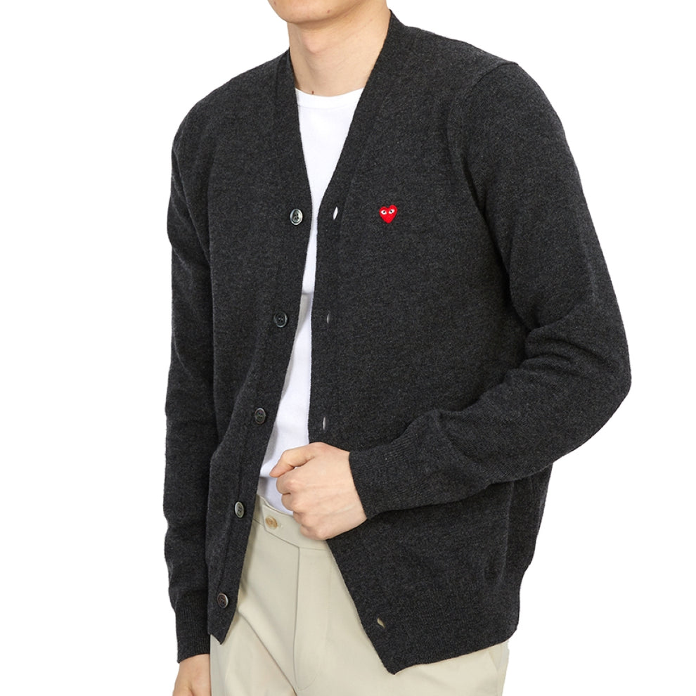 COMME DES GARCONS (CDG PLAY) DARK GREY CARDIGAN – Blank Room